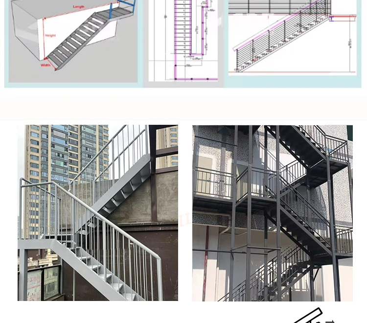 Outdoor Steel Structure Stair Railing Welding Processing Installation ...