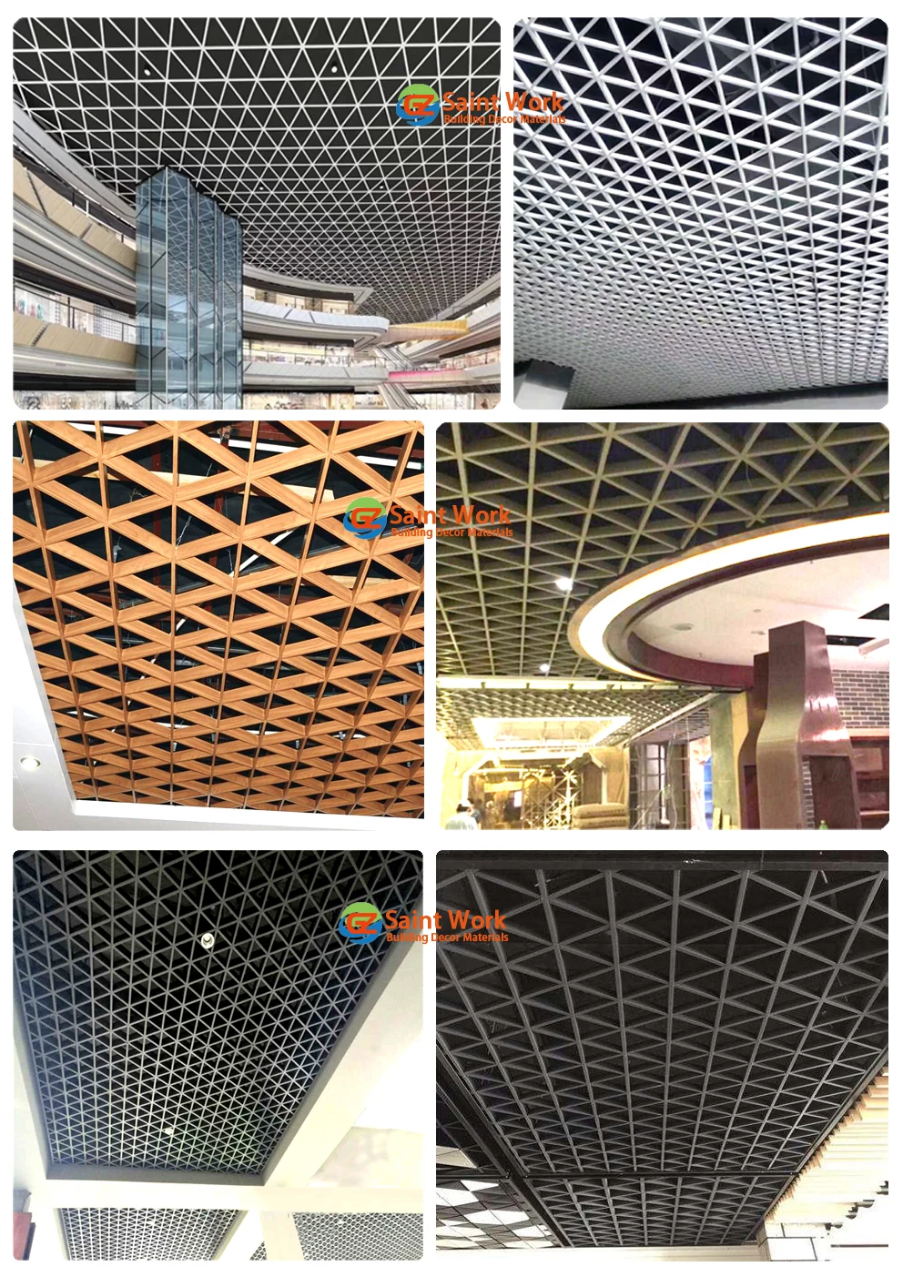 Metal Iron Triangle-grille Ceiling Panel Suspended Open Cell Aluminium ...