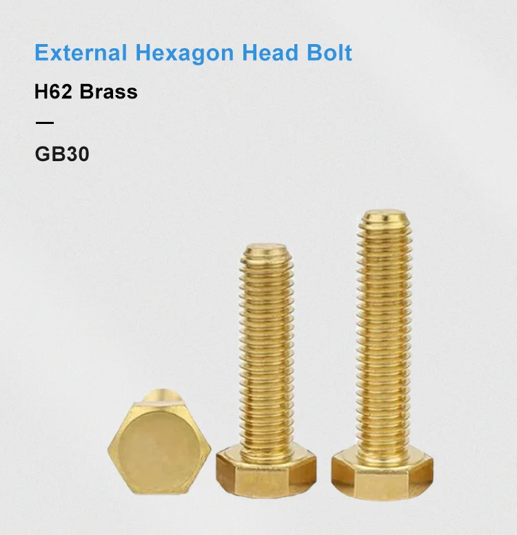 H62 Brass Gb5781 External Hexagon Head Bolt Metric Machine Thread Hex Nails Brass Hexagon Full ...