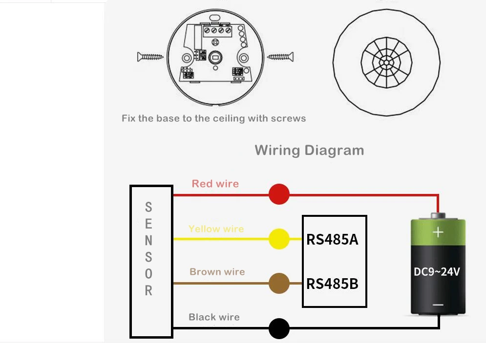Automatic RS485 MODBUS 9V 12V 24V DC Human Detector PIR Motion Sensor ...