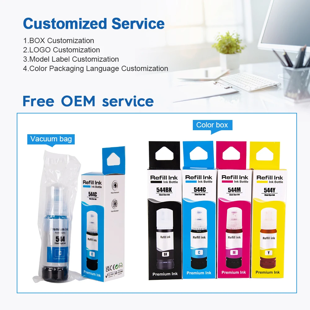 Ink-tank 544 T544 Premium Compatible Color Bulk Water Based Bottle ...