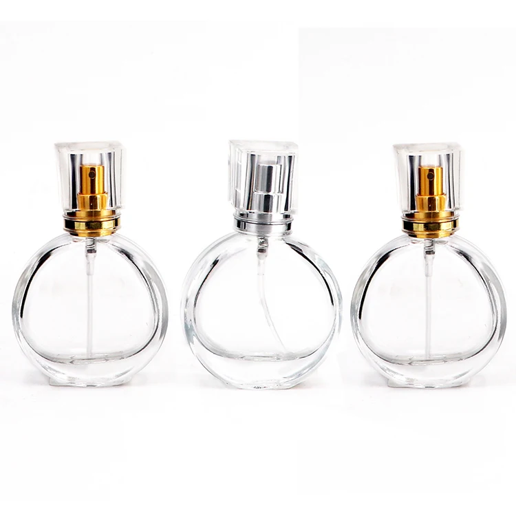 25ml 50ml 100ml Transparent Oblate Circle Cosmetic Glass Perfume Bottle ...
