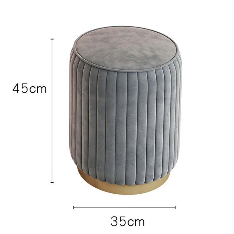 Modern Velvet Fabric Stool Cylindrical Shape Design Living Room Round ...
