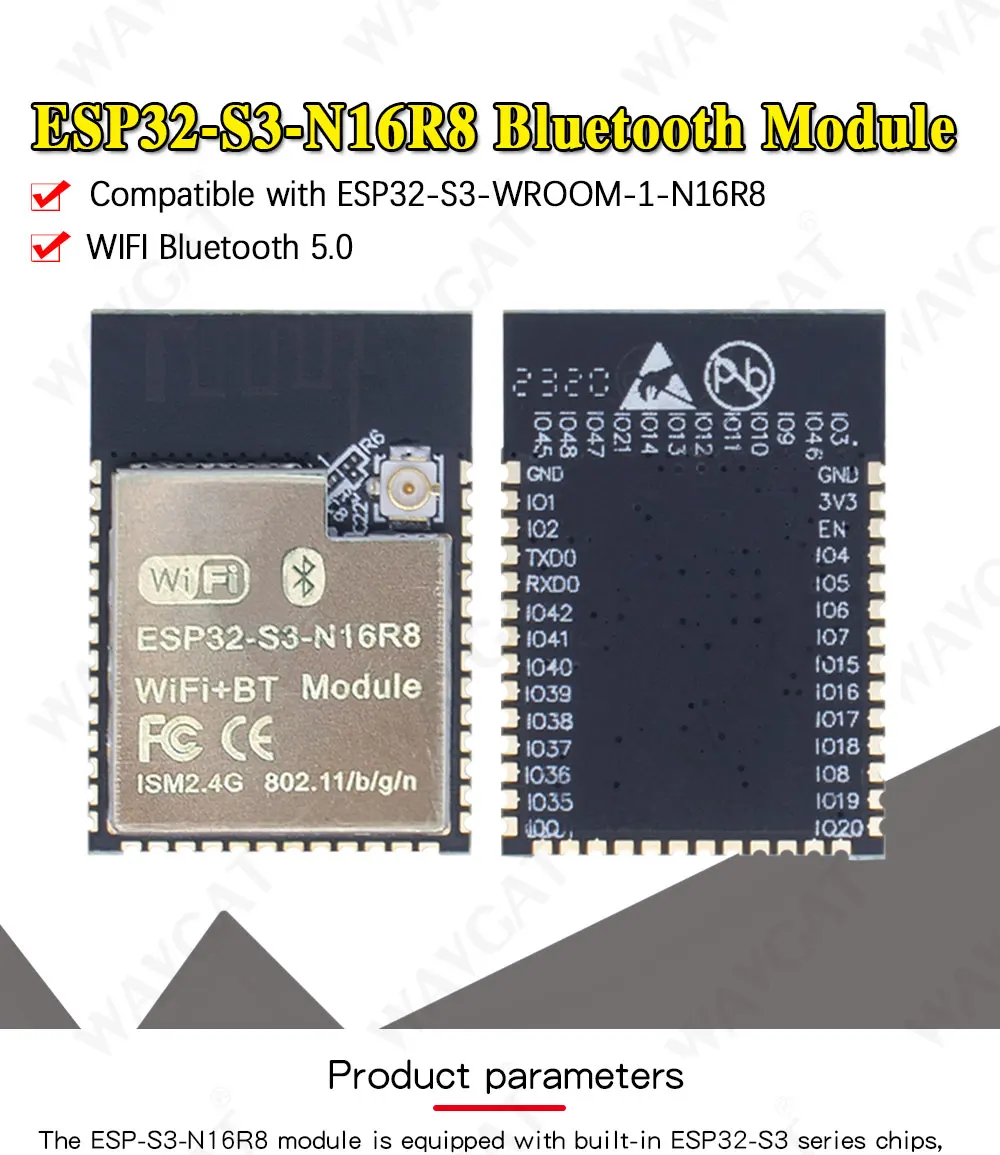 Esp32-s3-wroom-1 Esp32-s3-n16r8 Dual-core Wifi& Bt-compatible Mcu ...