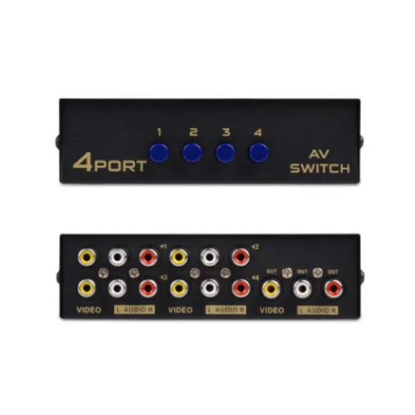 4port Four Way AV Selector 4in 1out 4x1 Audio Video Switch| Alibaba.com
