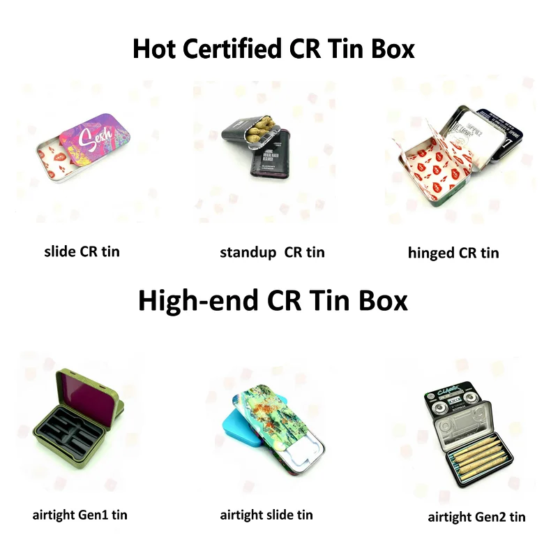 Nice Half Gram Cart Tin Packaging Certified Slide Child Proof Tin Can ...