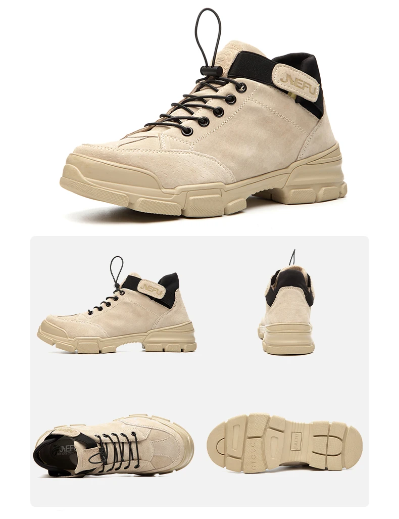 Jiefu Suede Leather Safety Shoes Feet Protective Woven Steel Toe Safety ...
