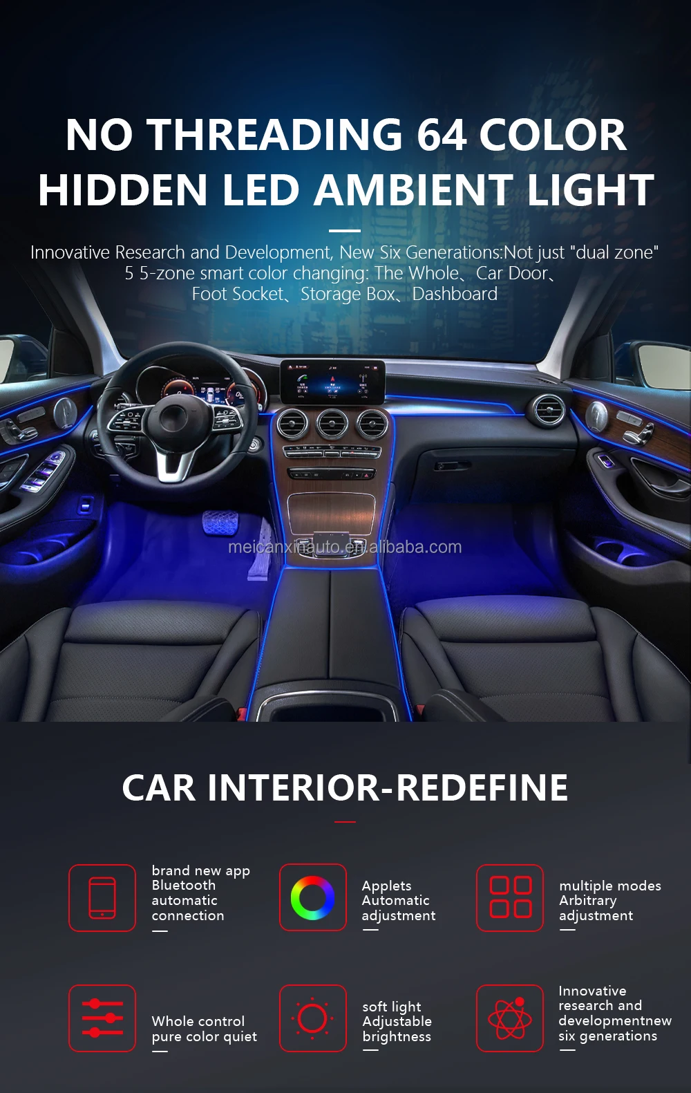 Universal 18 In 1 Led Car Ambient Light Rgb Acrylic Car Accessories ...