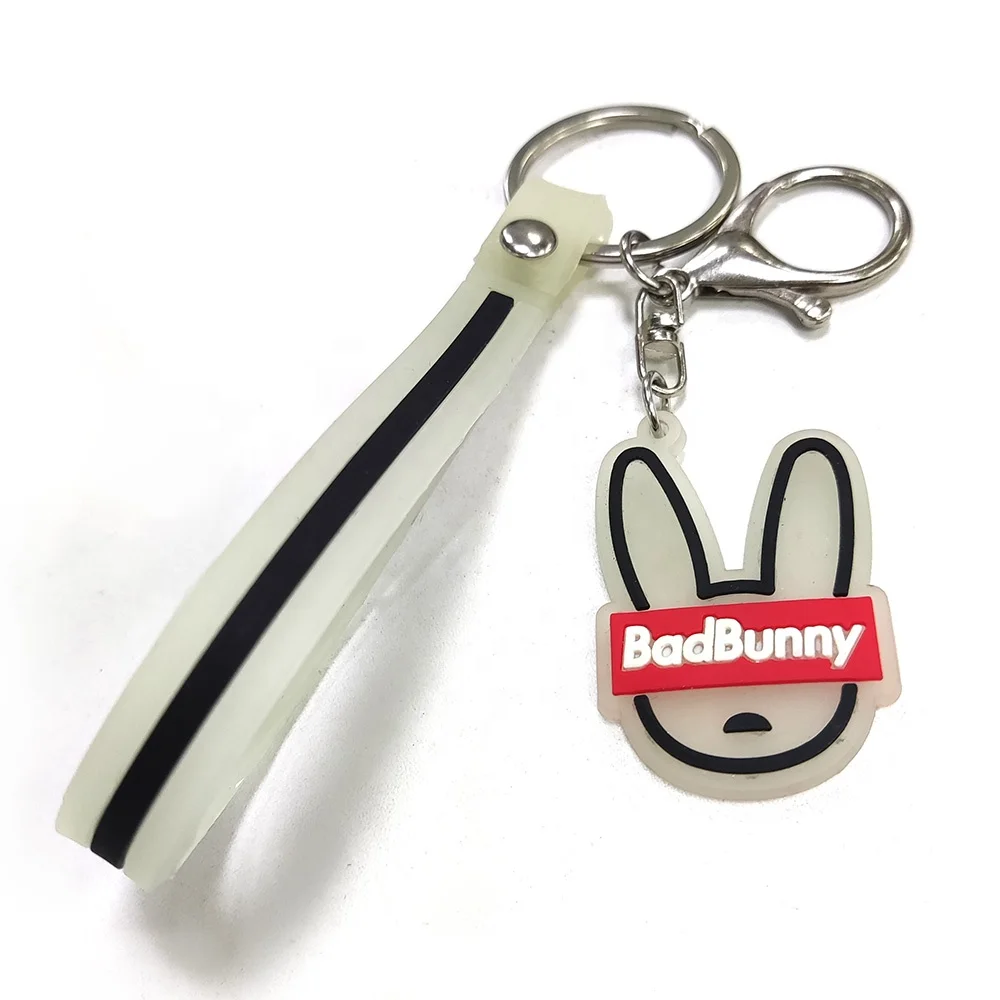 Factory Sales Key Chain Bad Bunny Glows In The Dark Cartoon Cute Charms ...