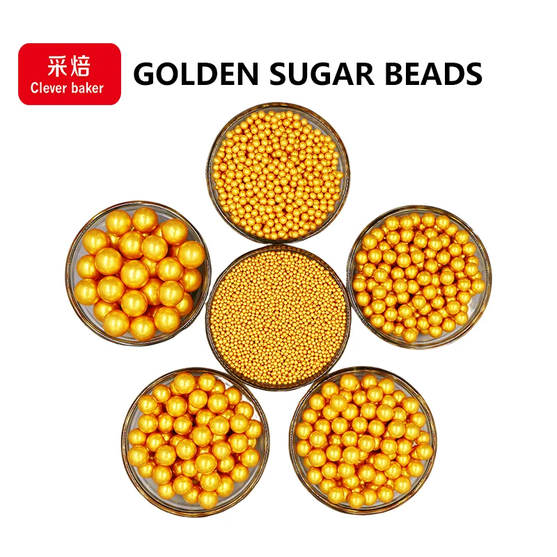 14mm Gold Sprinkles Golden Edible Sugar Beads Sugar Sprinkles Sugar ...