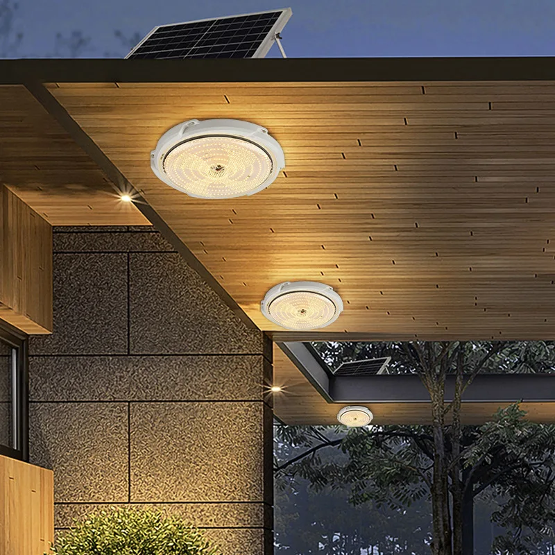 LED Solar Ceiling Light Remote Control Outdoor Waterproof With Line ...
