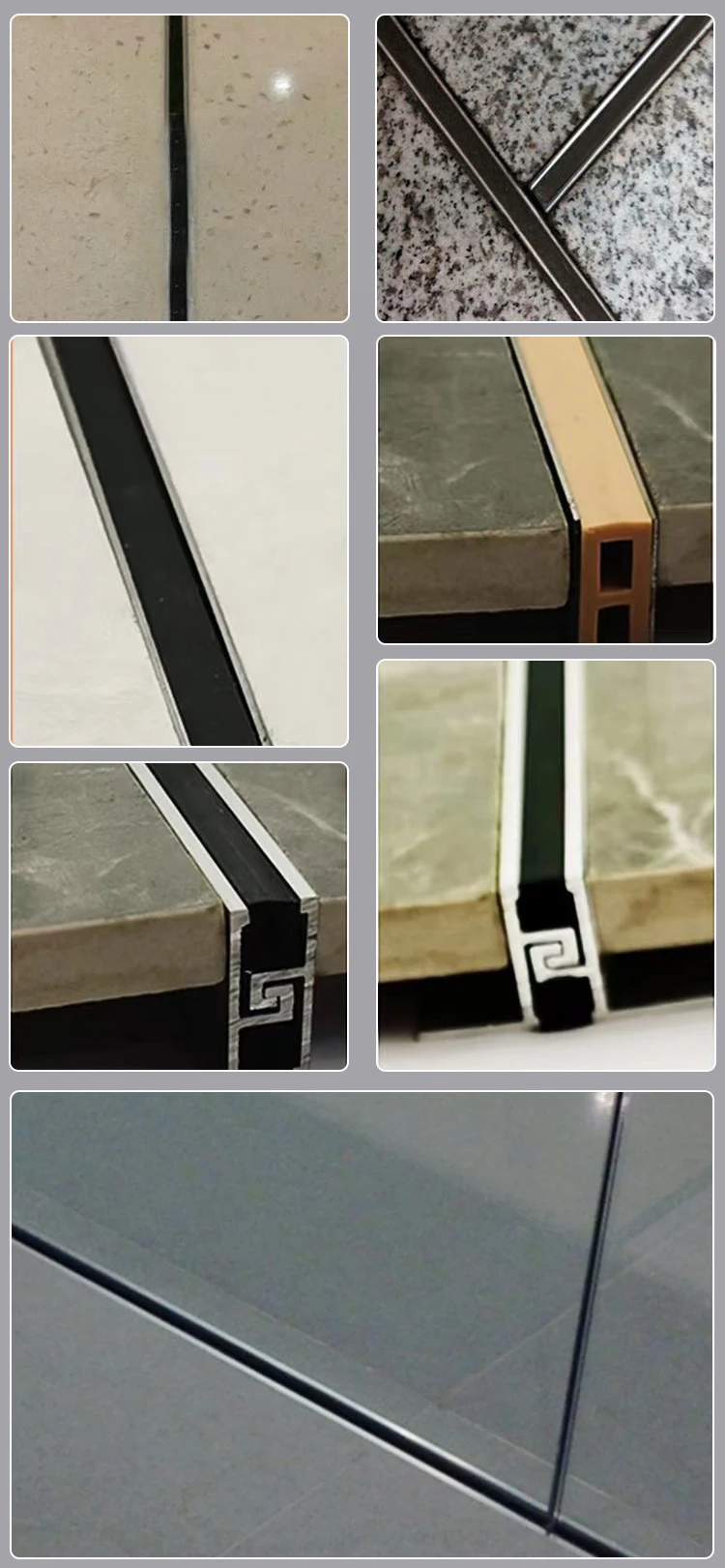 Rubber Infill Aluminium Expansion Joint Tile Trim For Tiling Dividing ...