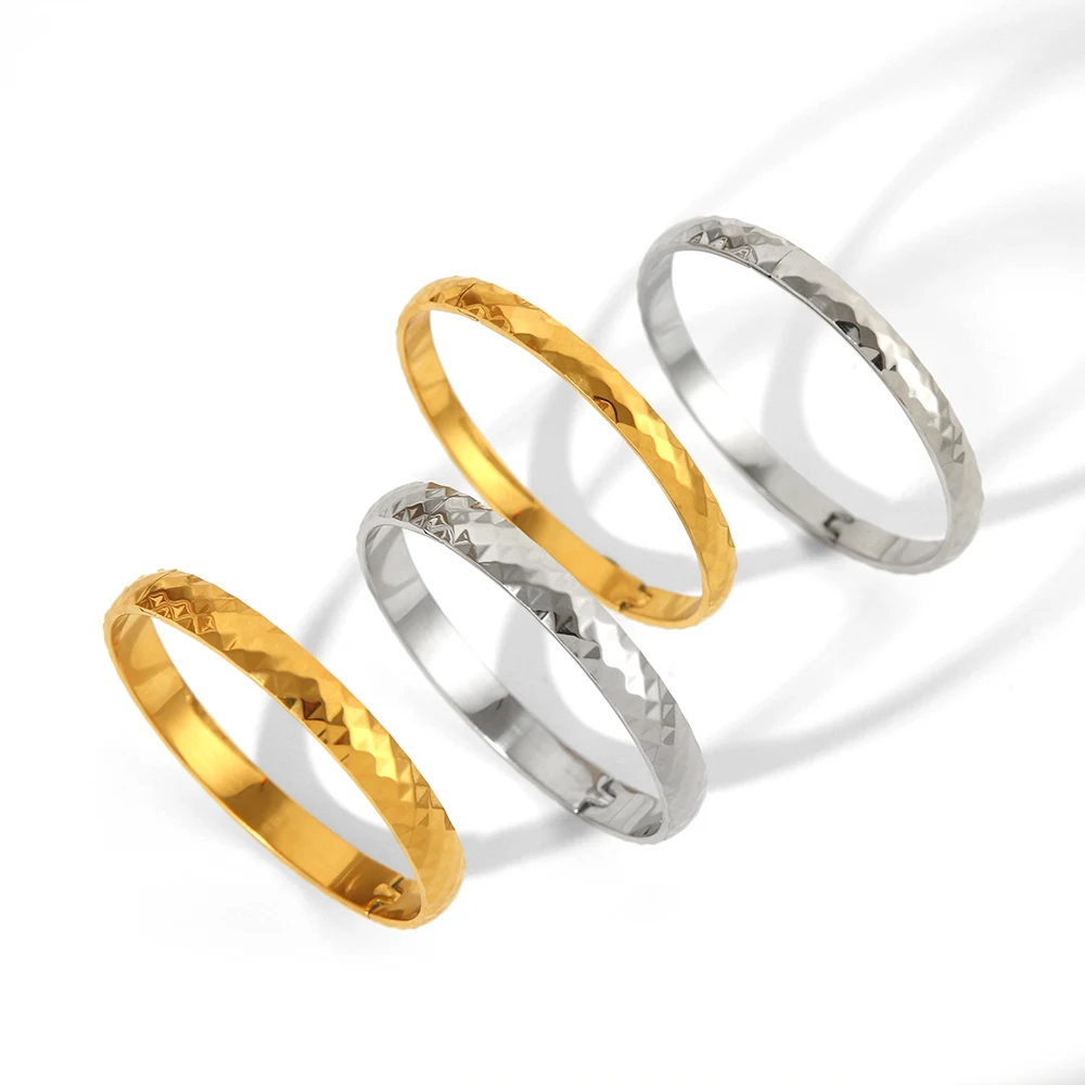 Different Widths Stainless Steel 18K Titanium Steel Simple Diamond ...