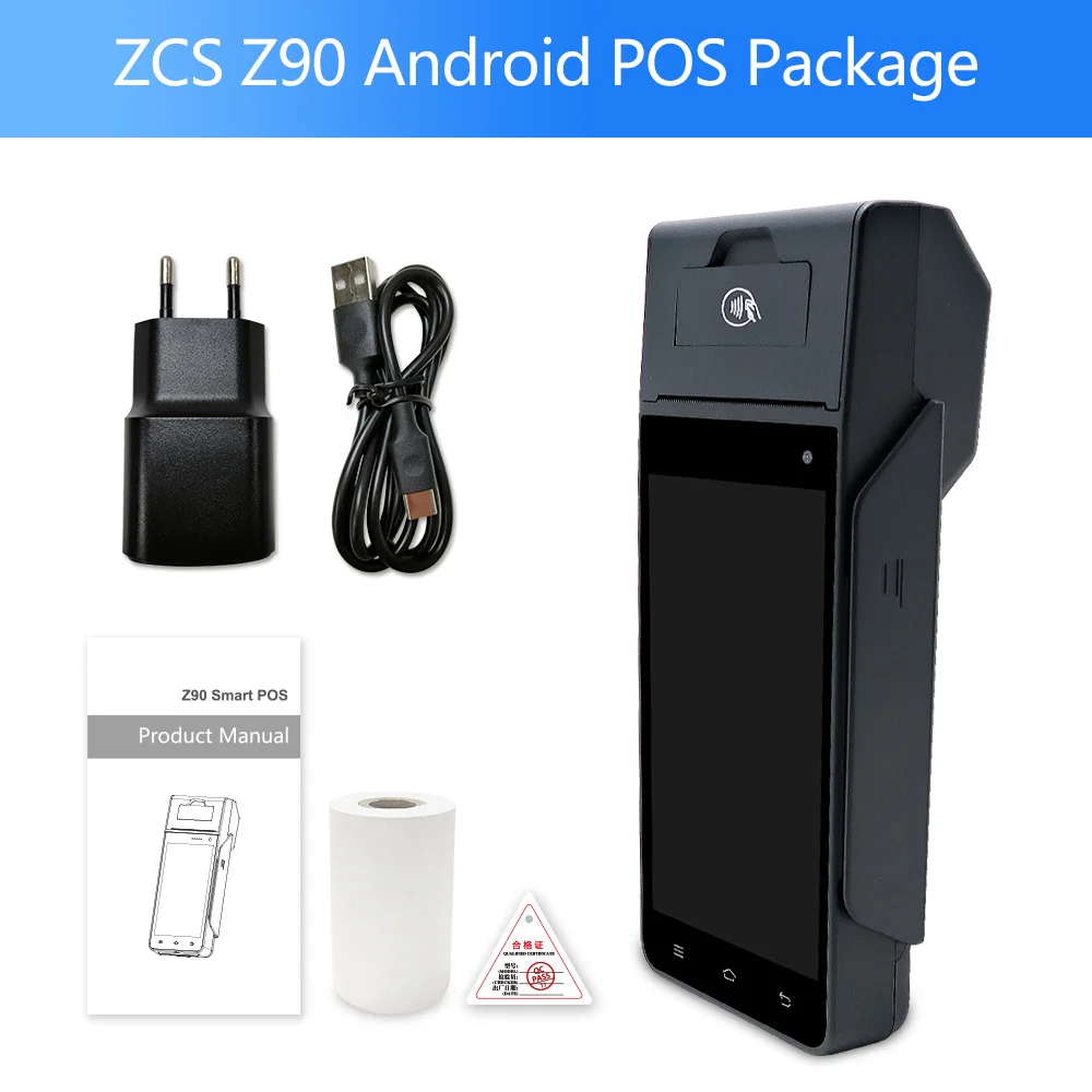 Zcs Z90 Android 12.0 Go Pos Nfc Machine Handheld 4g Z90 Android Pos With Printer Barcode Scanner ...
