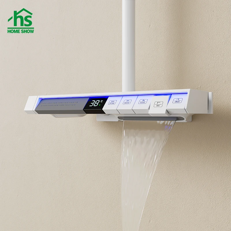 New Trend Gun Matel White Color Piano Key Shower System Set Smart ...