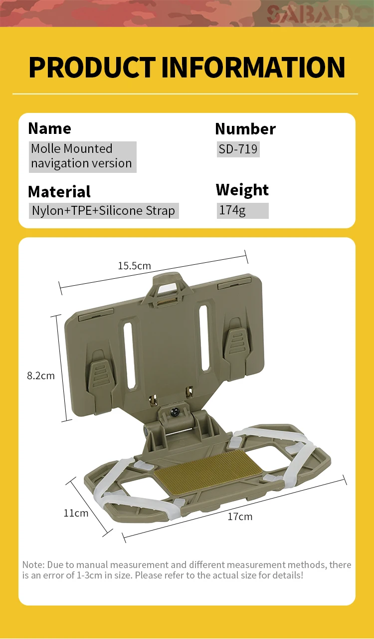 SABADO Outdoor Nylon Molle Front Folded Navigation Board