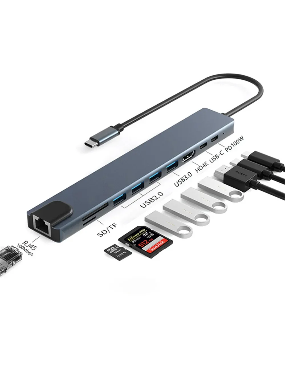 10 In 1 Docking Station Concentrator Usb Hub 2.0 3.0 Adapter Dock Multi ...