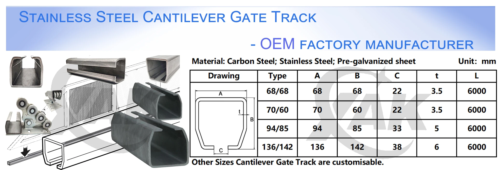 Stainless Steel Guide Rail - Customized C-Shaped Track
