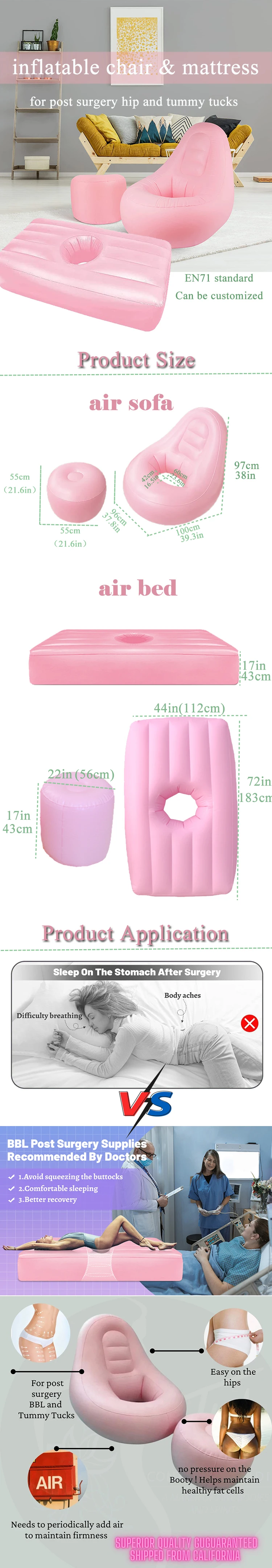 Living Room Set Butt Surgery Recovery Bbl Inflatable Sofa Chair Air ...