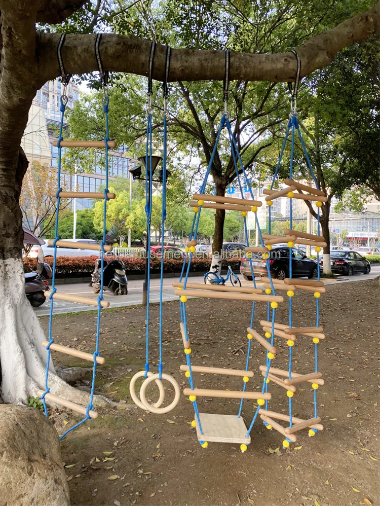 Wooden Climbing Ladders Indoor Sensory Hanging Training Swing Sensory ...