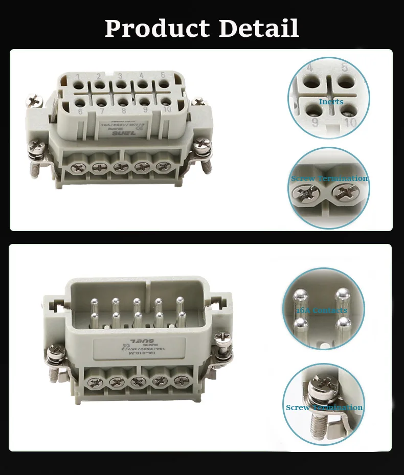 Suel Ip65 Rectangular 10-pin Aviatation Plug And Heavying Duty ...