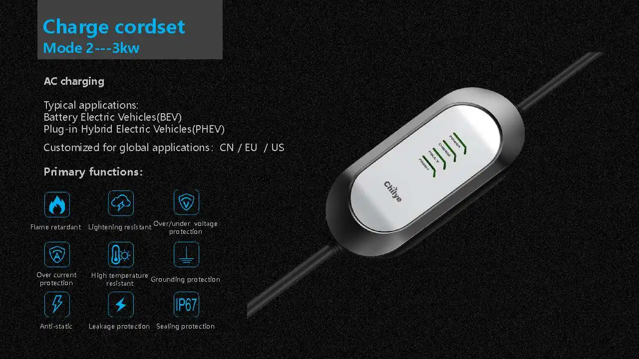 IC-CPD Type 2 Electric Vehicle Portable EV Charger Station