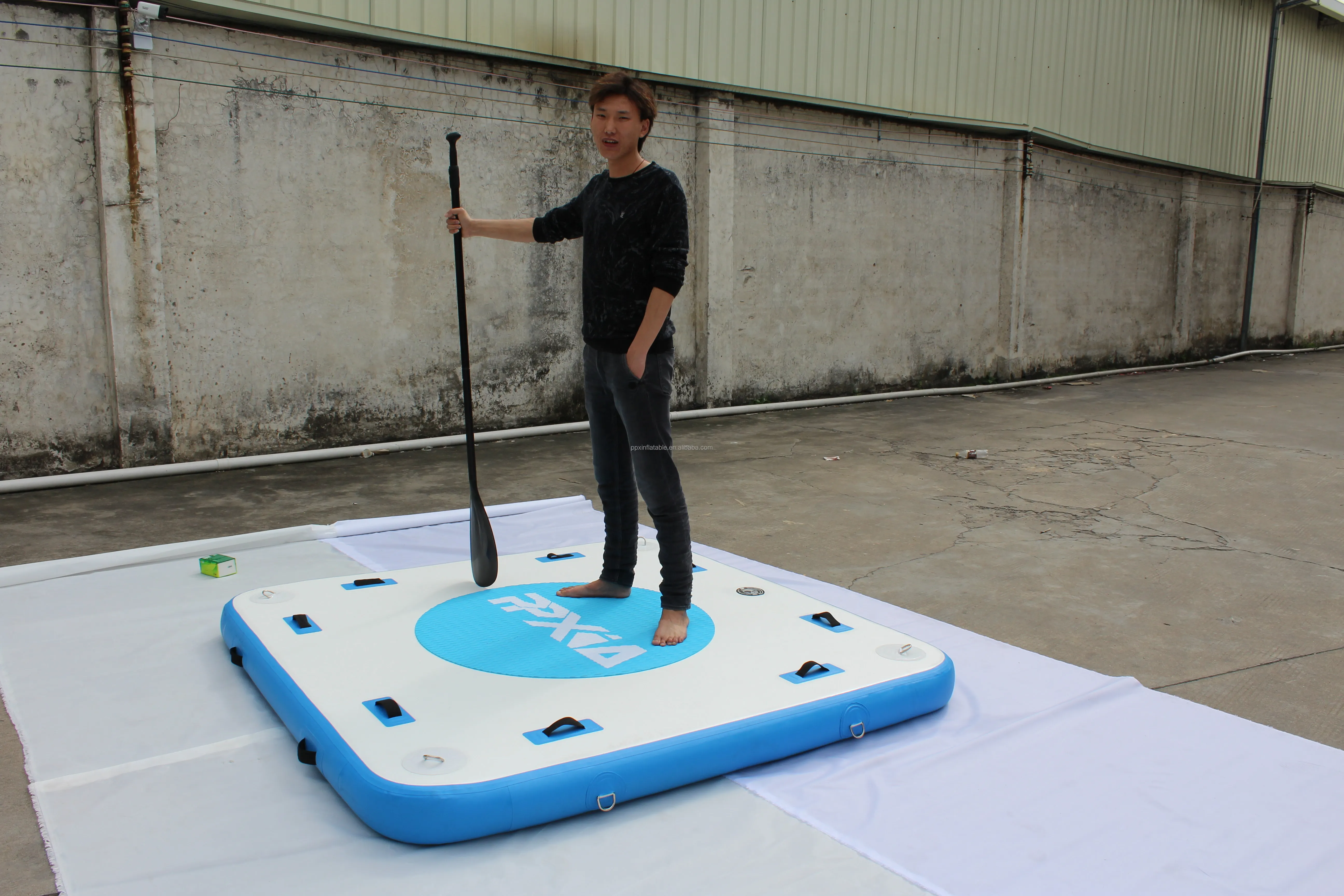 Round Inflatable Floating Dock Stable Raft for Beach Lake Pool Rafting ...
