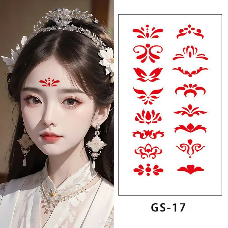 Temporary Chinese Style Face Paint Stickers - Bindi Tattoo Design