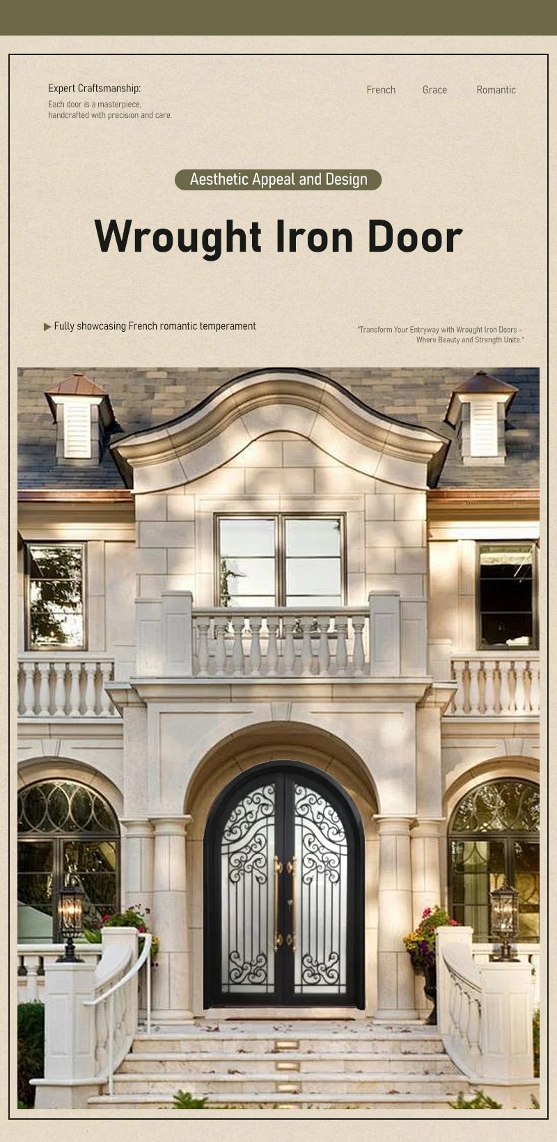 Custom Luxury Handicraft Window Grill Design Wrought Iron