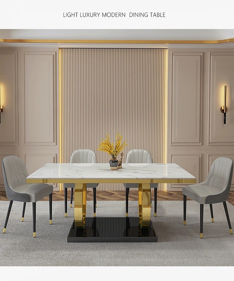 Luxury Royal Dining Table Set Commercial Customized Gold Stainless ...