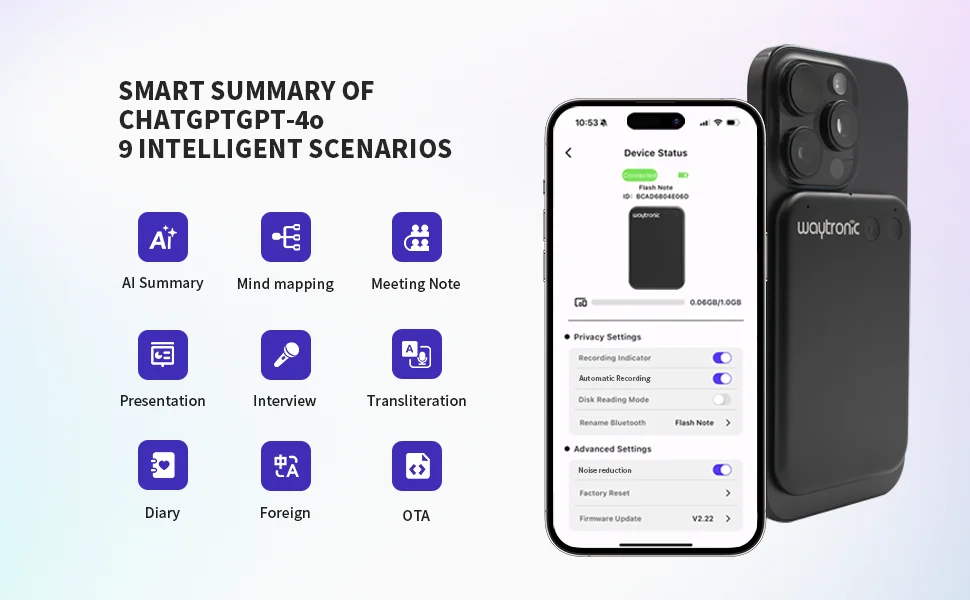 AI Voice Recorder and Transcription to Text Recording AI Smart Phone ...