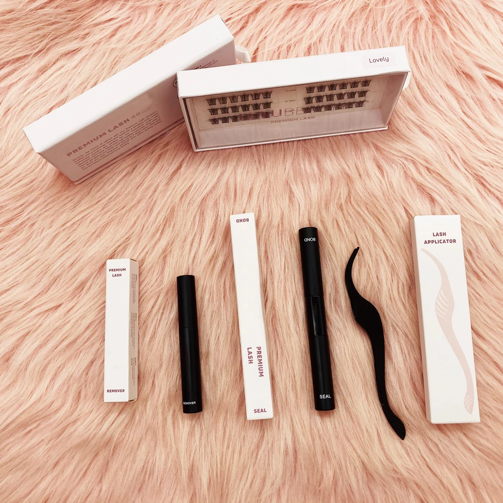 Cluster Lash Set Custom Logo Wholesale Private Label Faux Mink Fluffy D ...