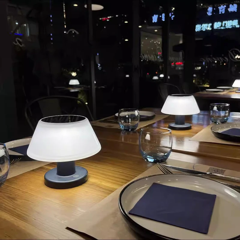 Led Solar Table Lamp with Solar Panel Usb Rechargeable Indoor Desk bar ...