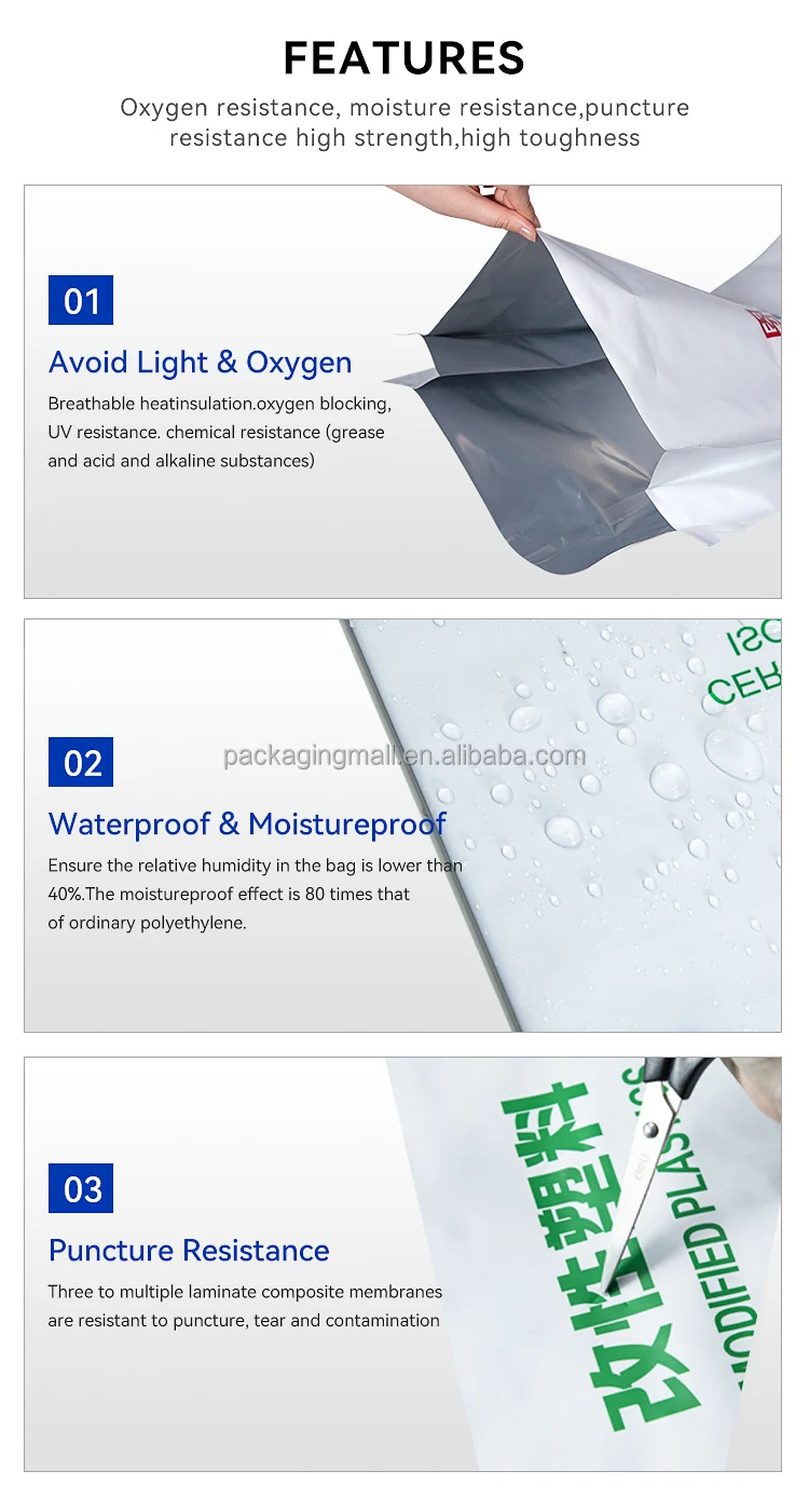 Customized Size Aluminum Foil Water Proof 25KG Foil Bags Nylon Plastic ...