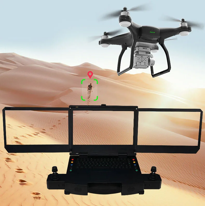 Uav Ground Control Station Three-screen Ground Station 15km 5g 16g Core ...