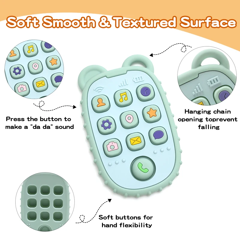 Educational Silicone Toys Simulation Soft Silicone Phone Teether Remote ...