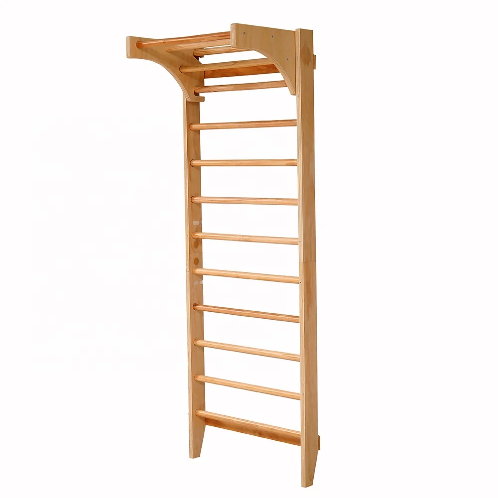 Swedish Wood Ladder Wall Mount Pull up Stall Bar for Gymnastics