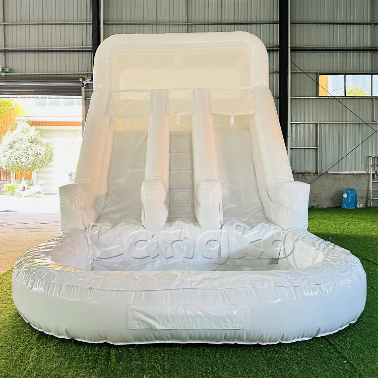China Langko Inflatables All White Color Dual Inflatable Water Slide ...