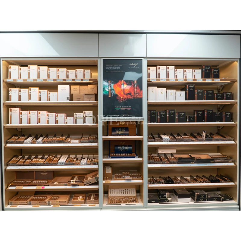 Modern Floor Glass Cabinet Tobacco Cigar Displays Wooden Display Retail ...