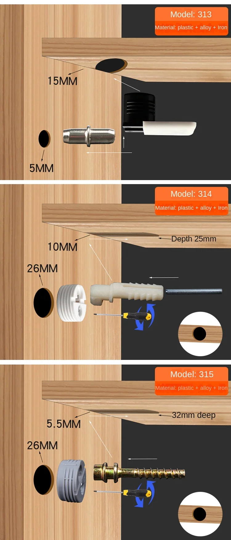 306 Hot Sale Zinc Alloy Cabinet Furniture Connection Fitting Hidden ...