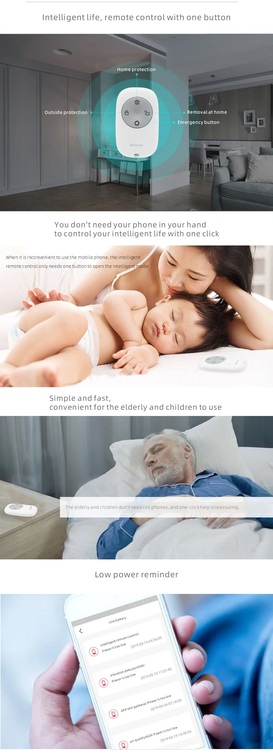 Heiman 4 Button Wireless Smart Tuya Zigbee Remote Control For Smart Home - Buy Zigbee Remote ...