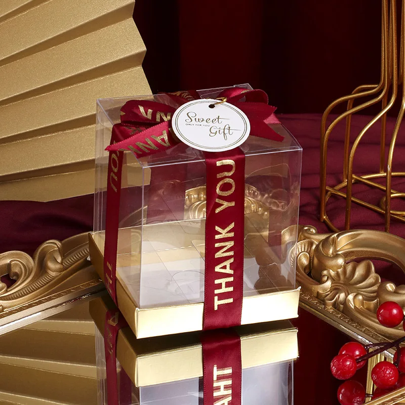 Clear Pvc Wedding Favor Boxes Ribbon Packing Custom Folding Cookie ...