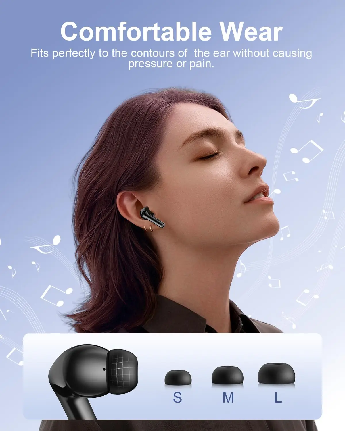 Blue Earphones Tooth Headphones True Wireless Earbuds 60h Power Display ...