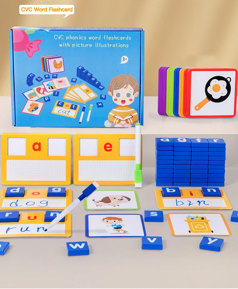 Classic Children Enlightenment Spelling Game Alphabet Blocks Word Cards ...