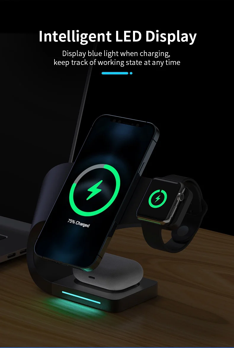 4 In 1 Magnetic Wireless Charging Stand 15w Qi Fast Charging Station ...