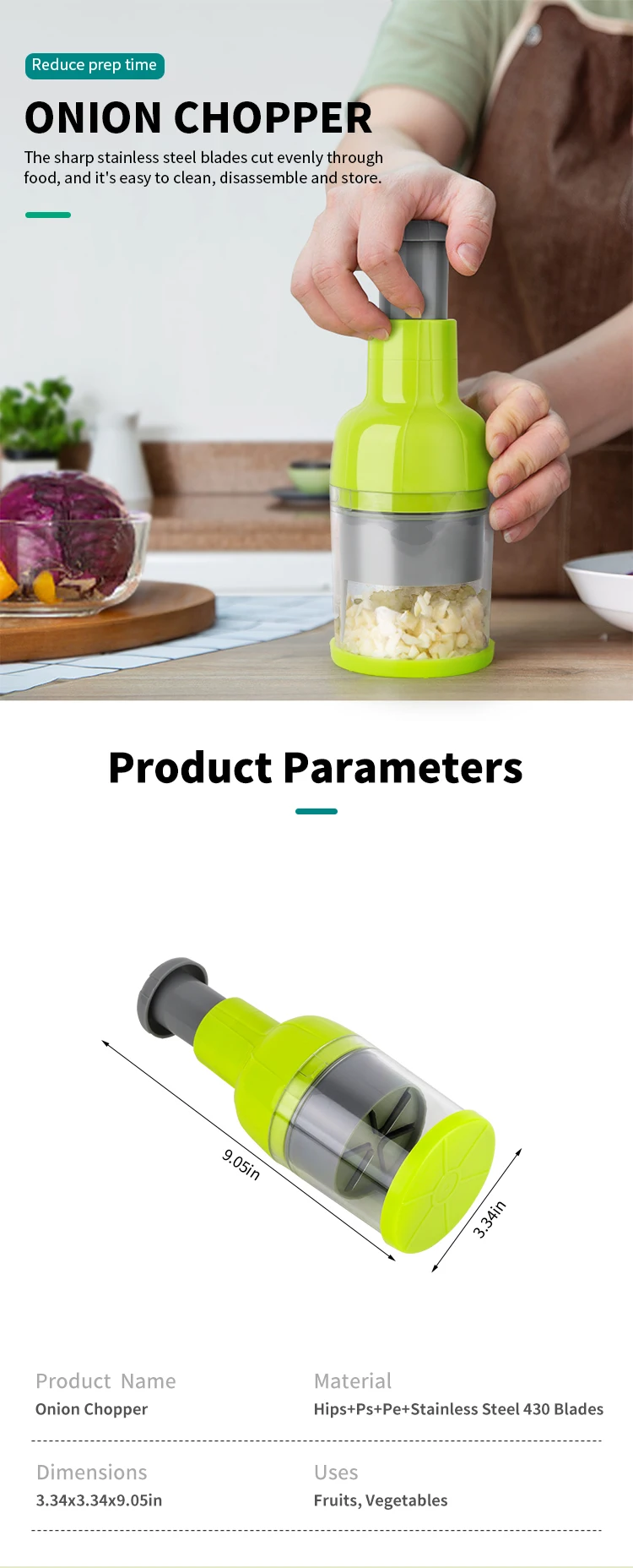 Manual Hand Chopper Kitchen Gadgets Garlic Dicer Onion Slicer Onion ...