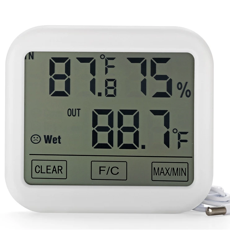 Wall Mounted Digital Hygrometer Max Min In Out Thermometer Lcd Humidity ...