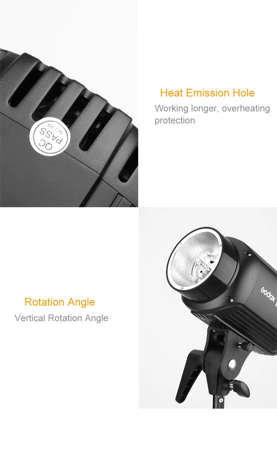 Godox E300 Strobe Flash Lighting Kit - 300ws Power, 5600K Color Temperature