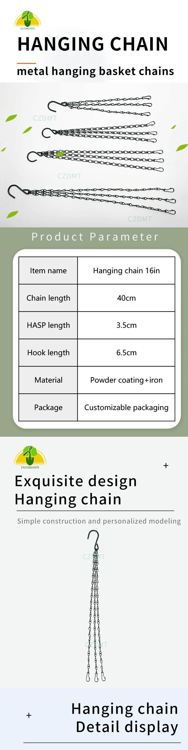 Black Paint Adjustable Hangers Chain for Hanging Plants Flower Pot ...