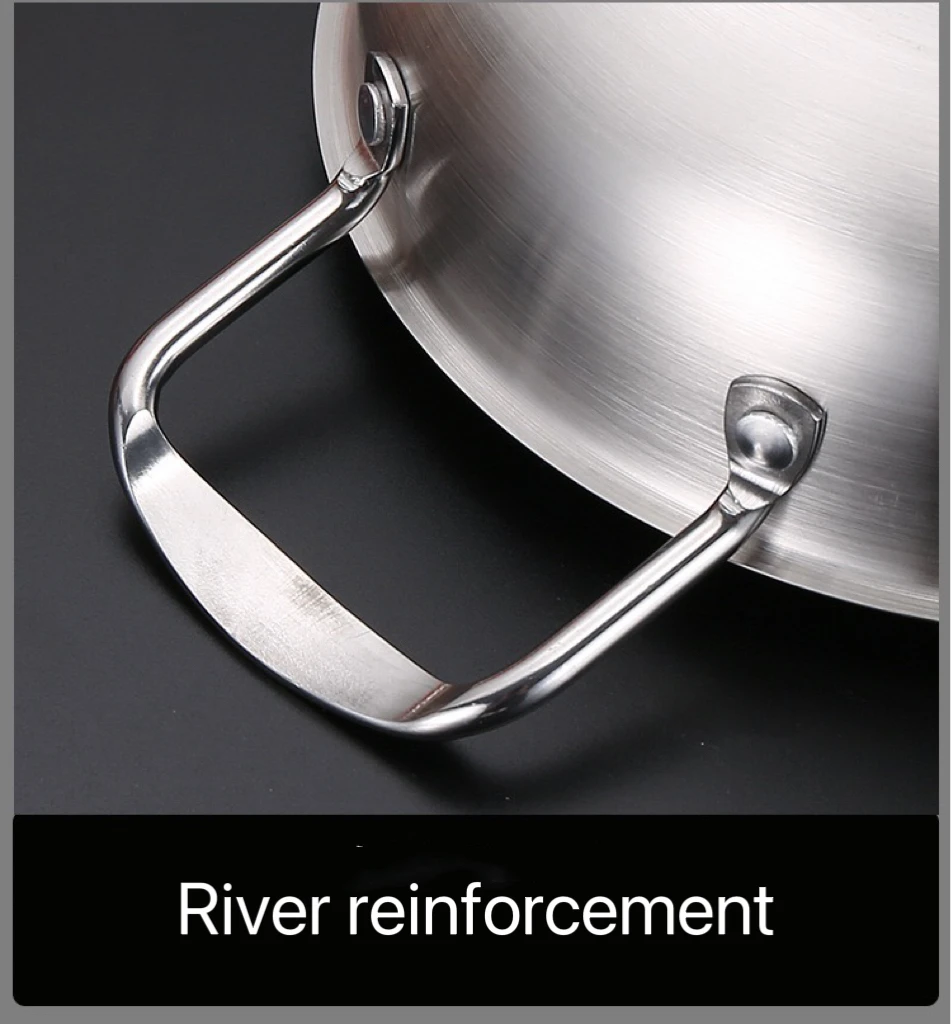 Double Handle Stainless Steel Metal Frying Pan Nordic Family High-end ...